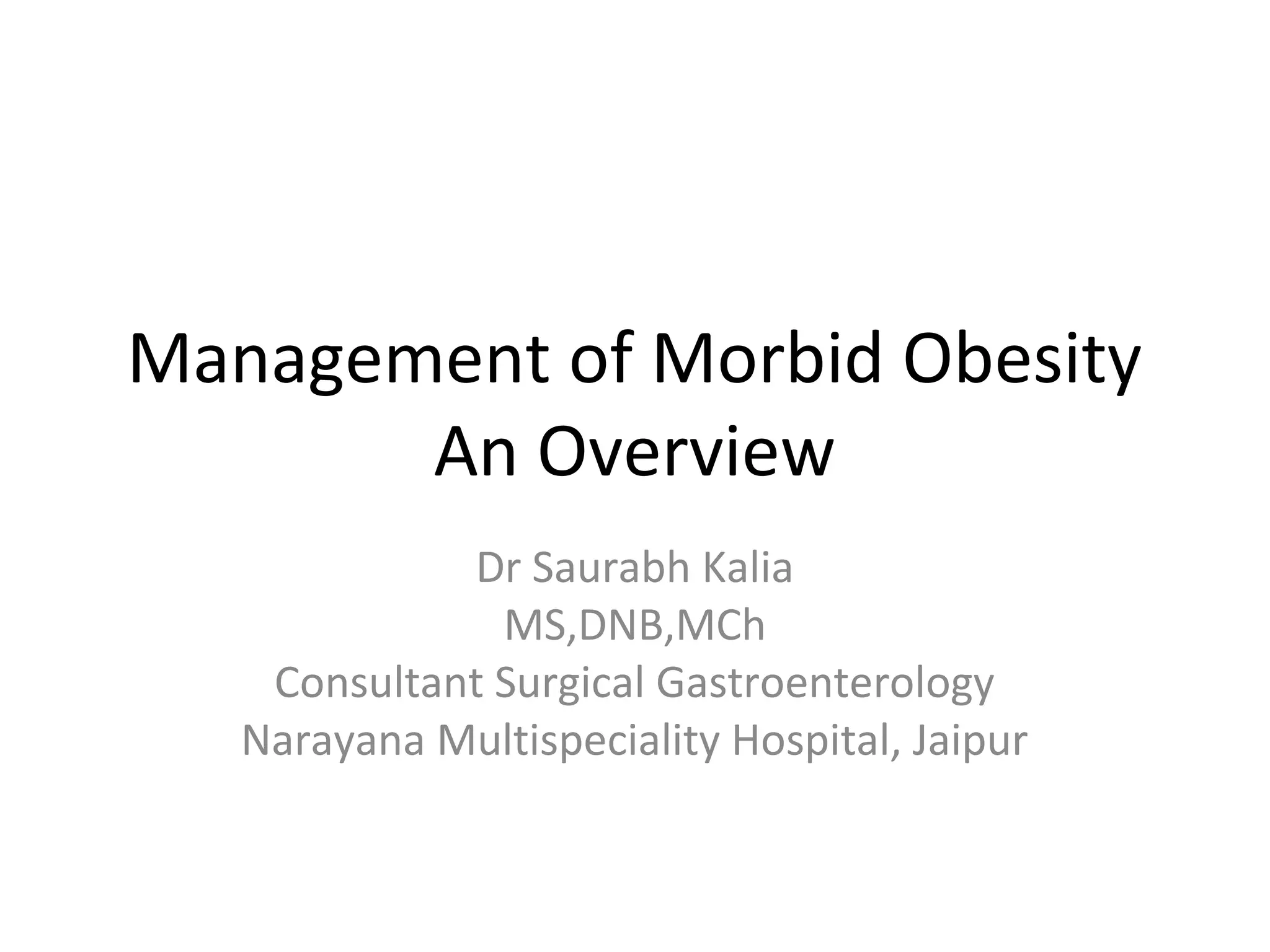 Management of Morbid Obesity | PPT