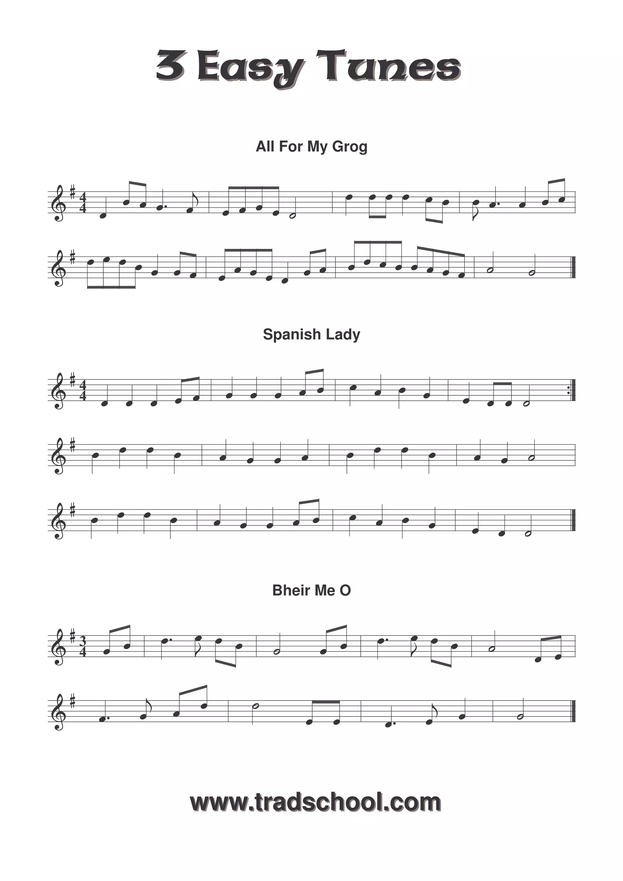 3 easy tunes - irish Traditional Music from Tradschool | PDF
