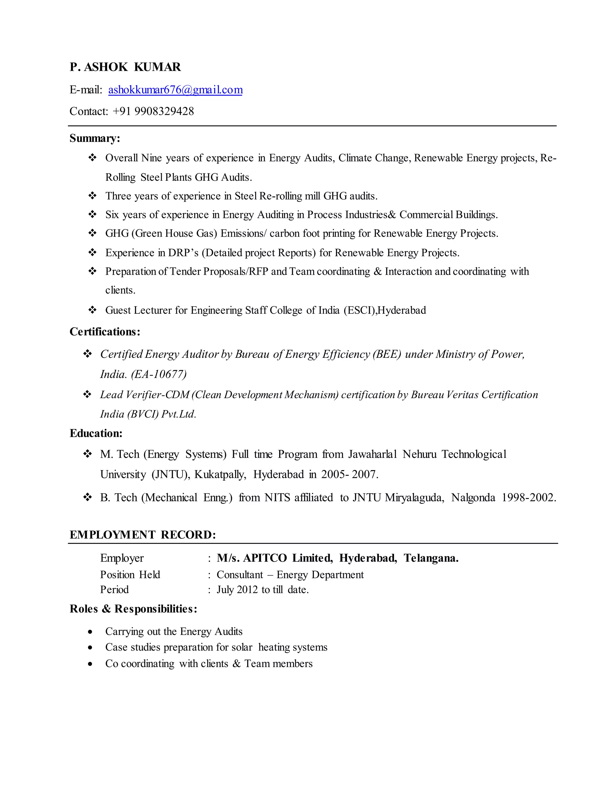 Ashok Kumar-CV | PDF