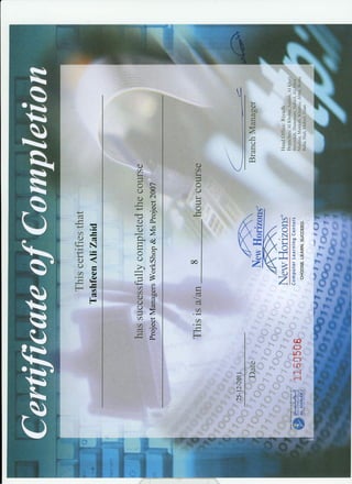 MSProject Certificate | PDF