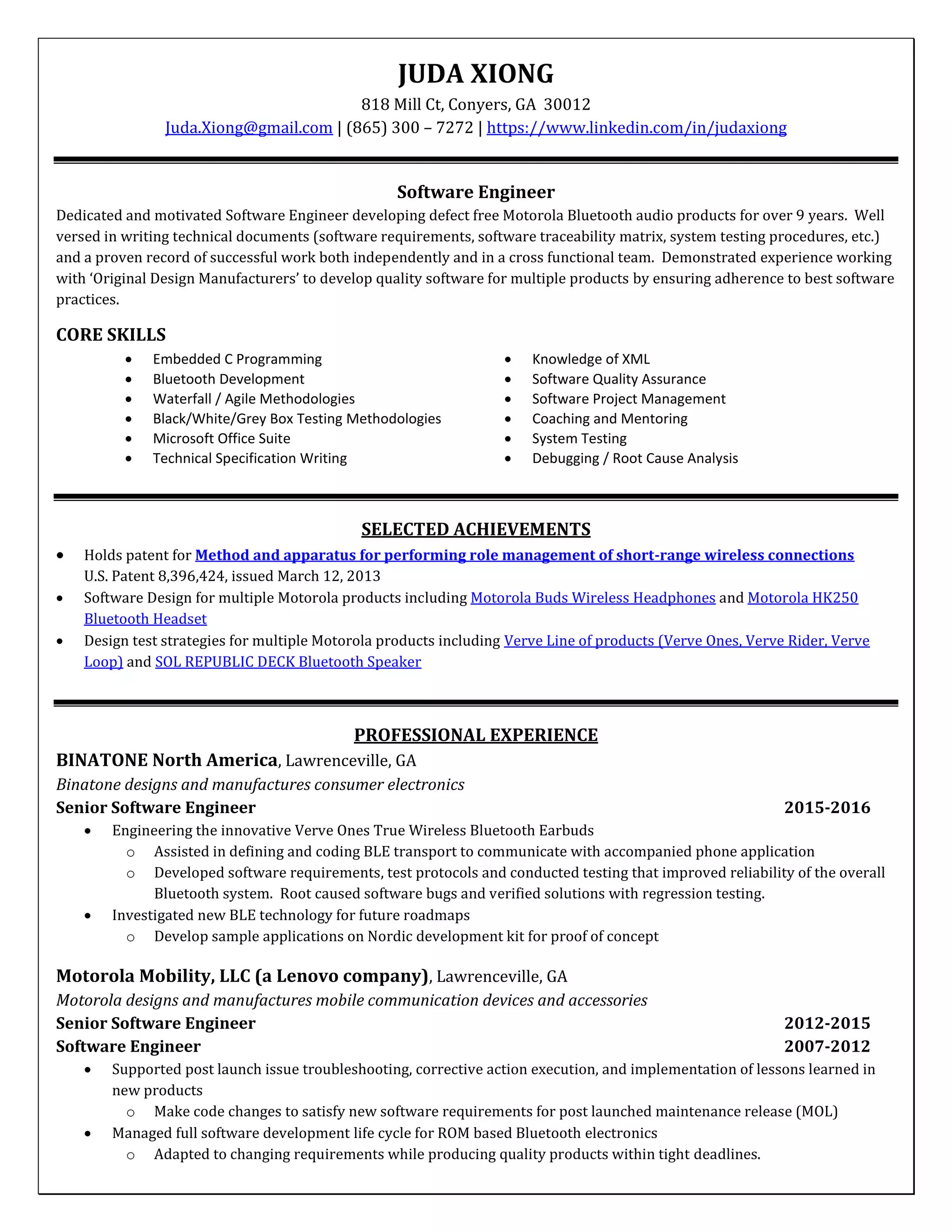 JUDA XIONG resume | PDF