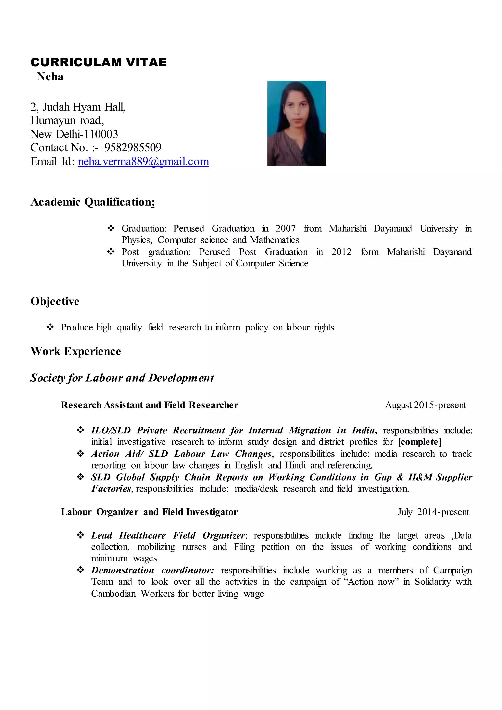 CV Neha | PDF