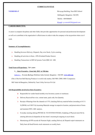 veeresha resume 1 | PDF