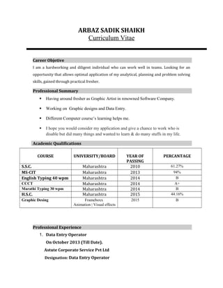 Arbaz Shaikh_CV 3 | PDF