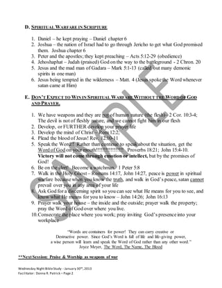 Spiritual Warfare Bible Study 1 30 2013 | DOCX