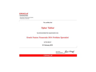 Oracle Fusion Financials 2014 PreSales Specialist | PPTX