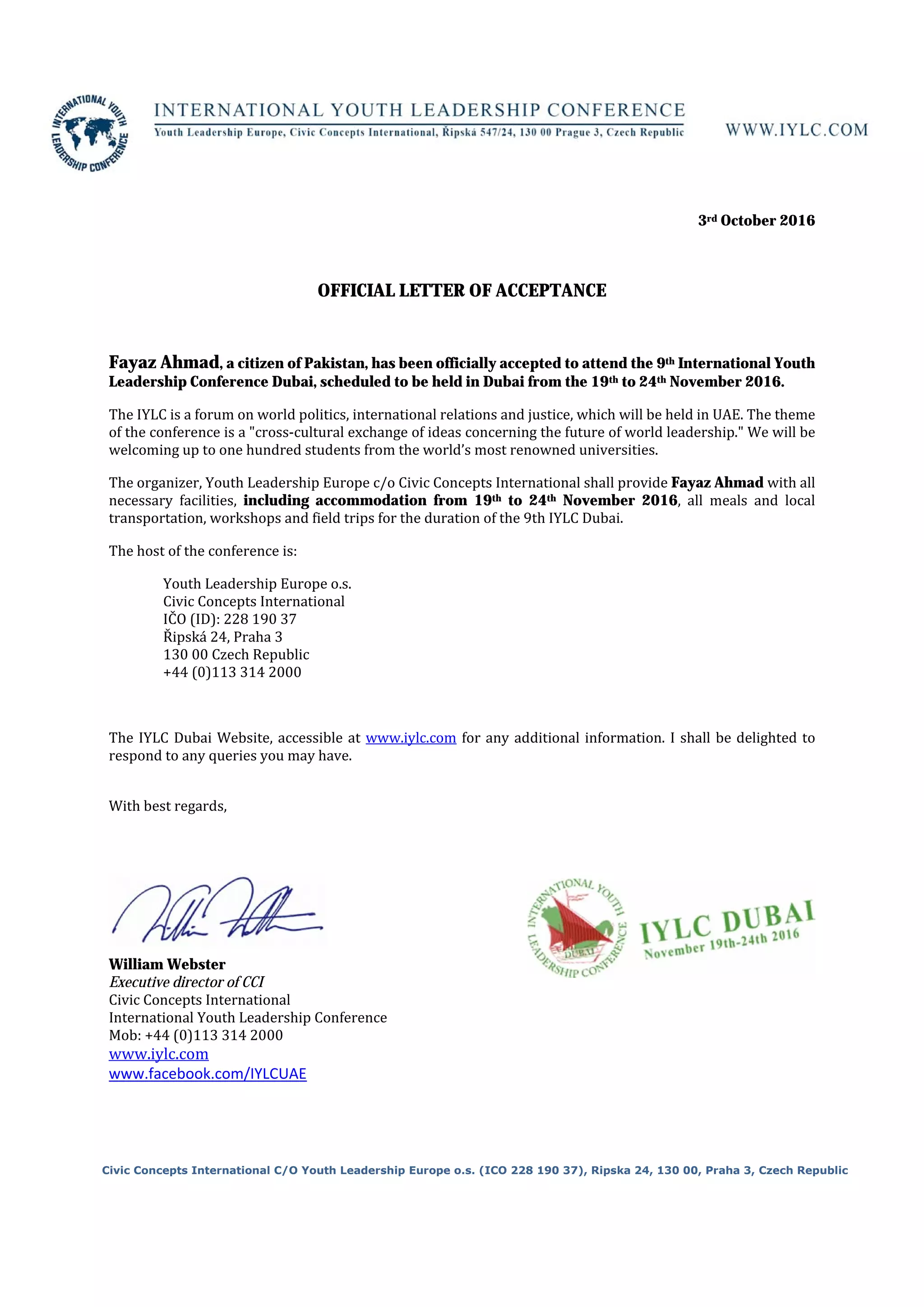 Dubai Acceptance Letter-MailMerge_Part5 | PDF