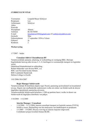 CURRICULUM VITAE Leo Schrijver | PDF