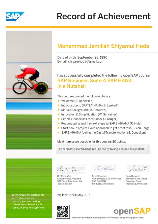 s4h1-RecordOfAchievement | PDF | Technology & Computing