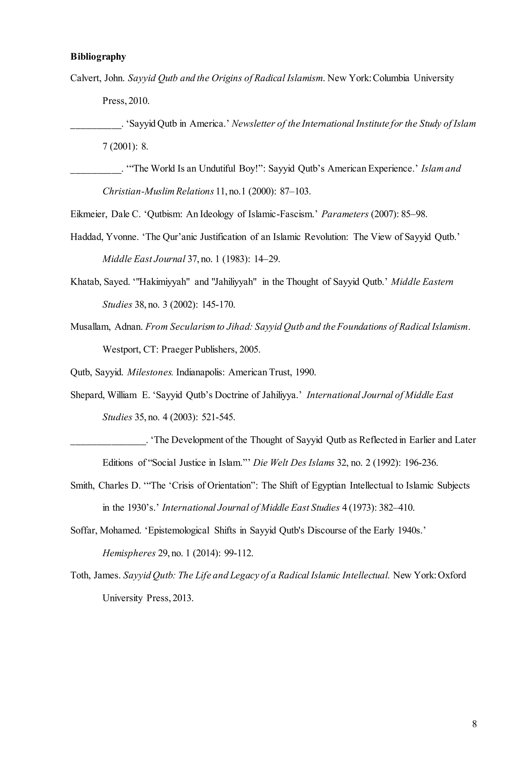 The Radicalisation of Sayyid Qutb | DOCX