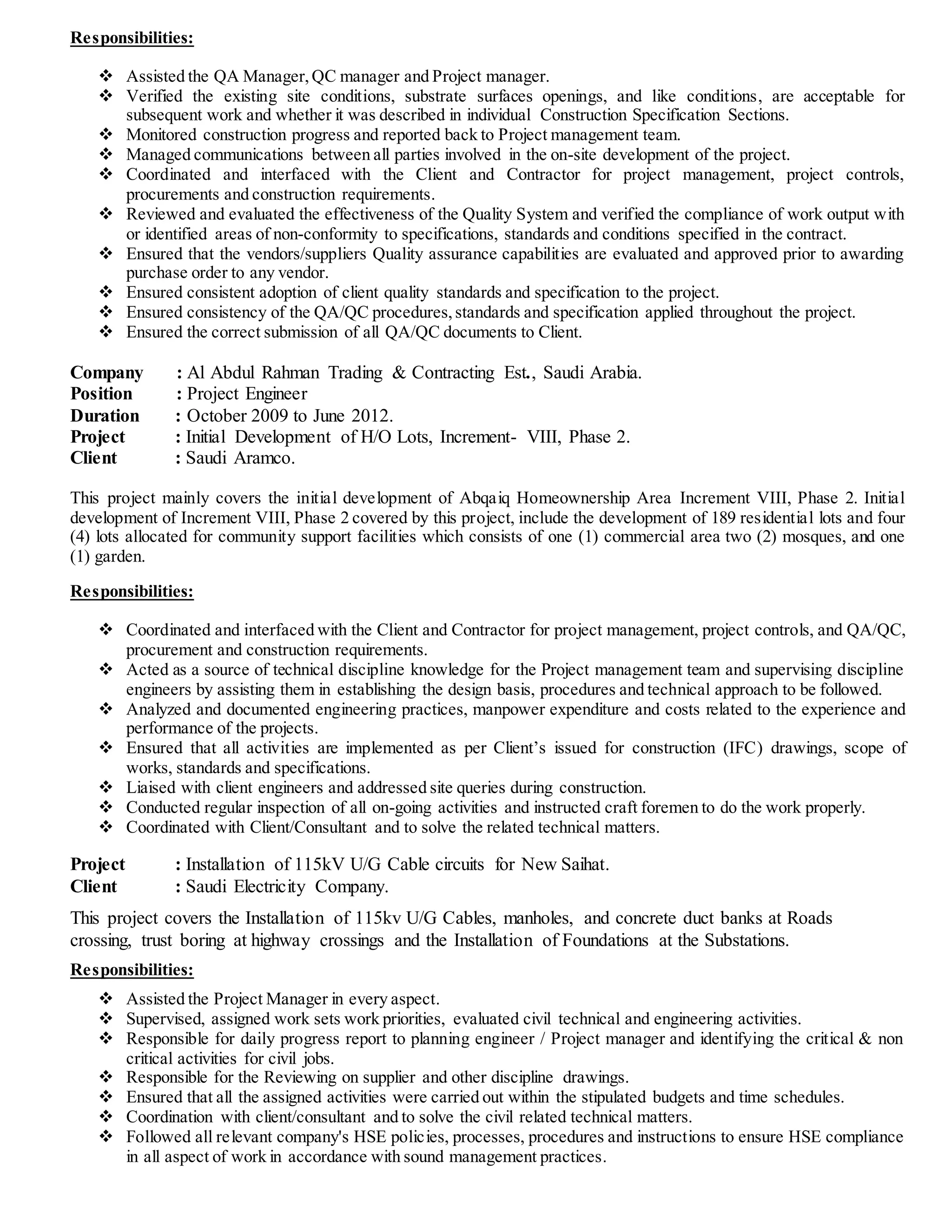 Vimal, Civil Engr CV | DOCX