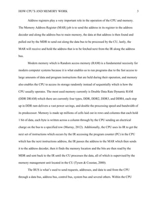 How CPU’s and Memory Work | PDF