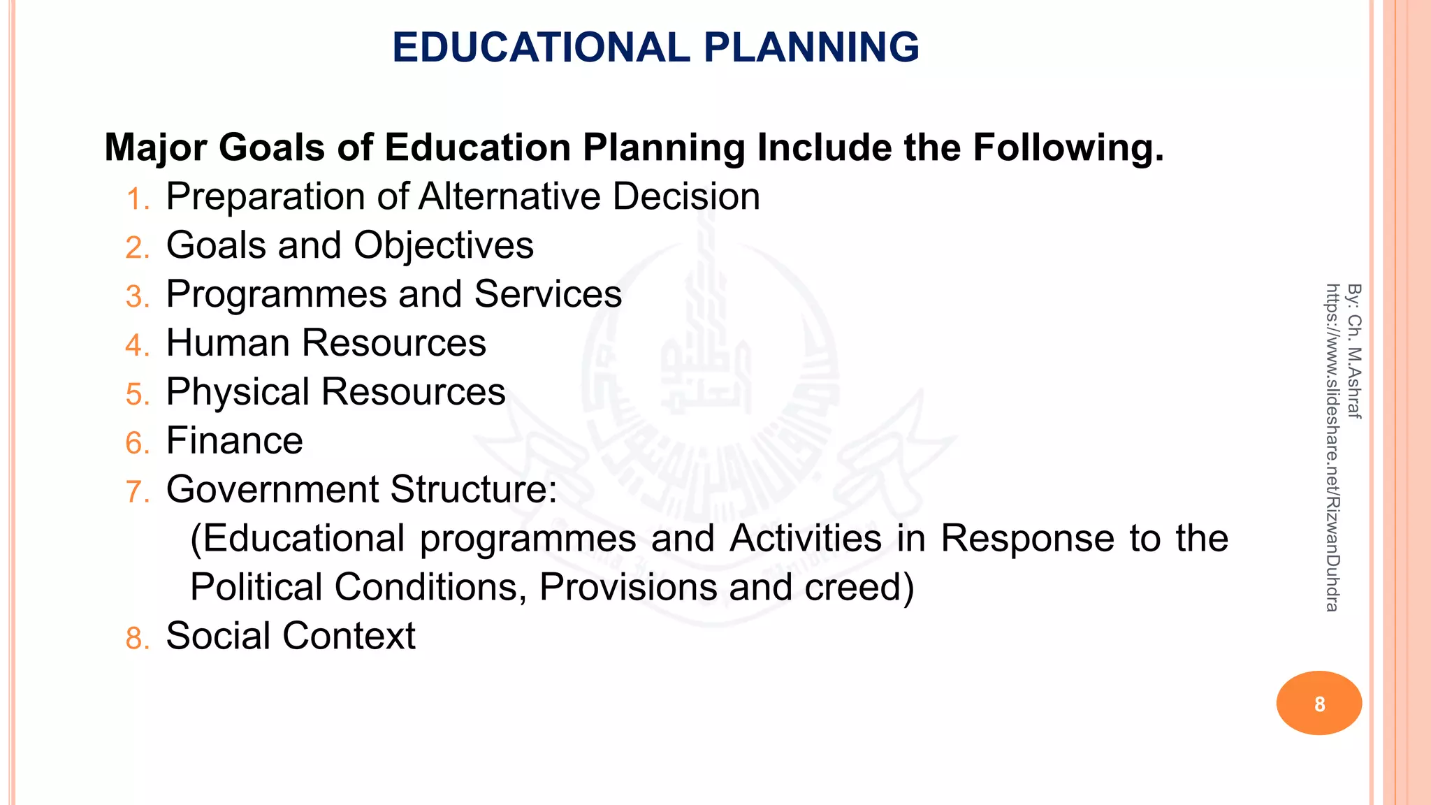 EDUCATIONAL PLANNING IN EDUCATIONAL LEADERSHIP AND MANAGEMENT | PPTX