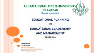 EDUCATIONAL PLANNING IN EDUCATIONAL LEADERSHIP AND MANAGEMENT | PPTX