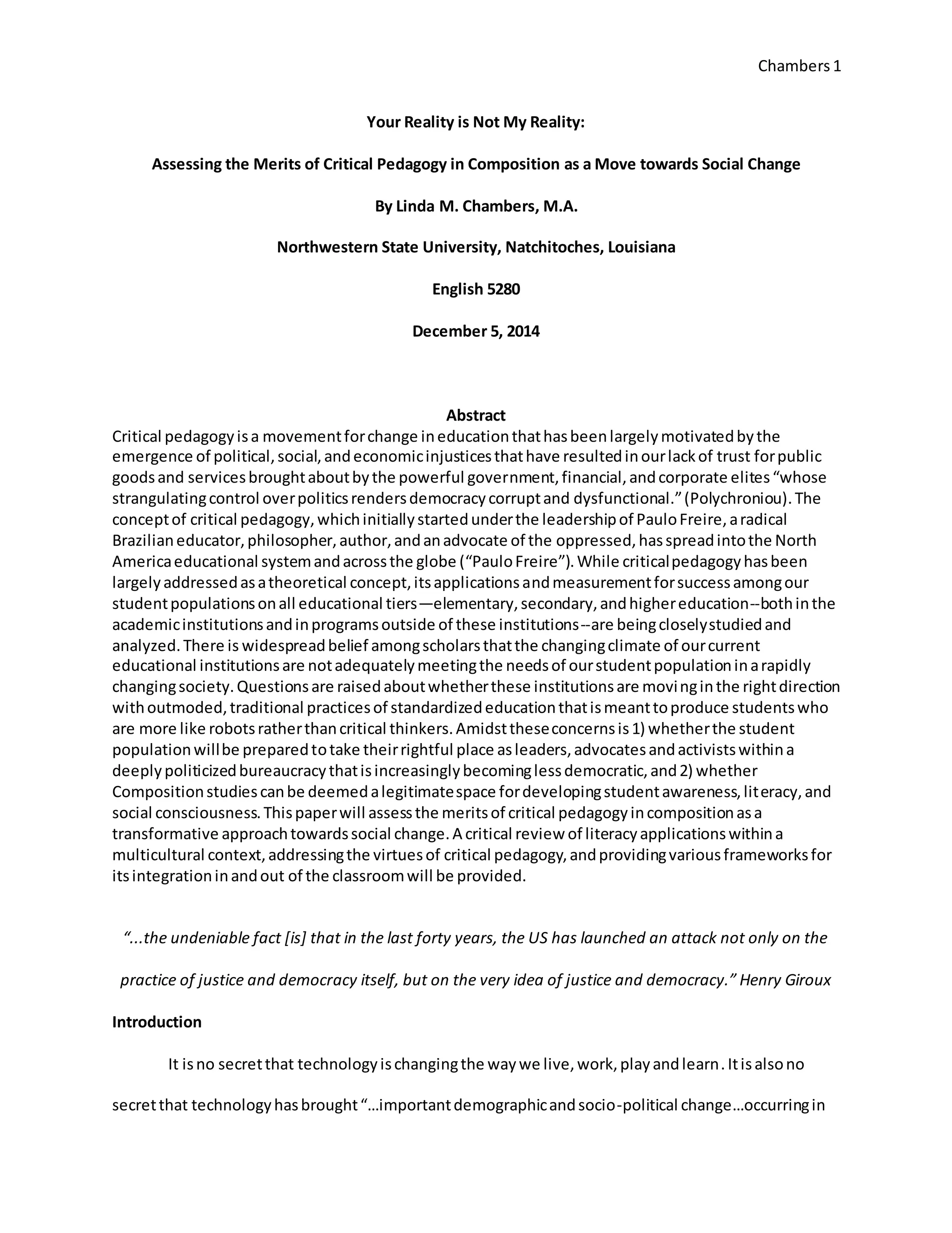 Your Reality is Not My Reality | DOCX