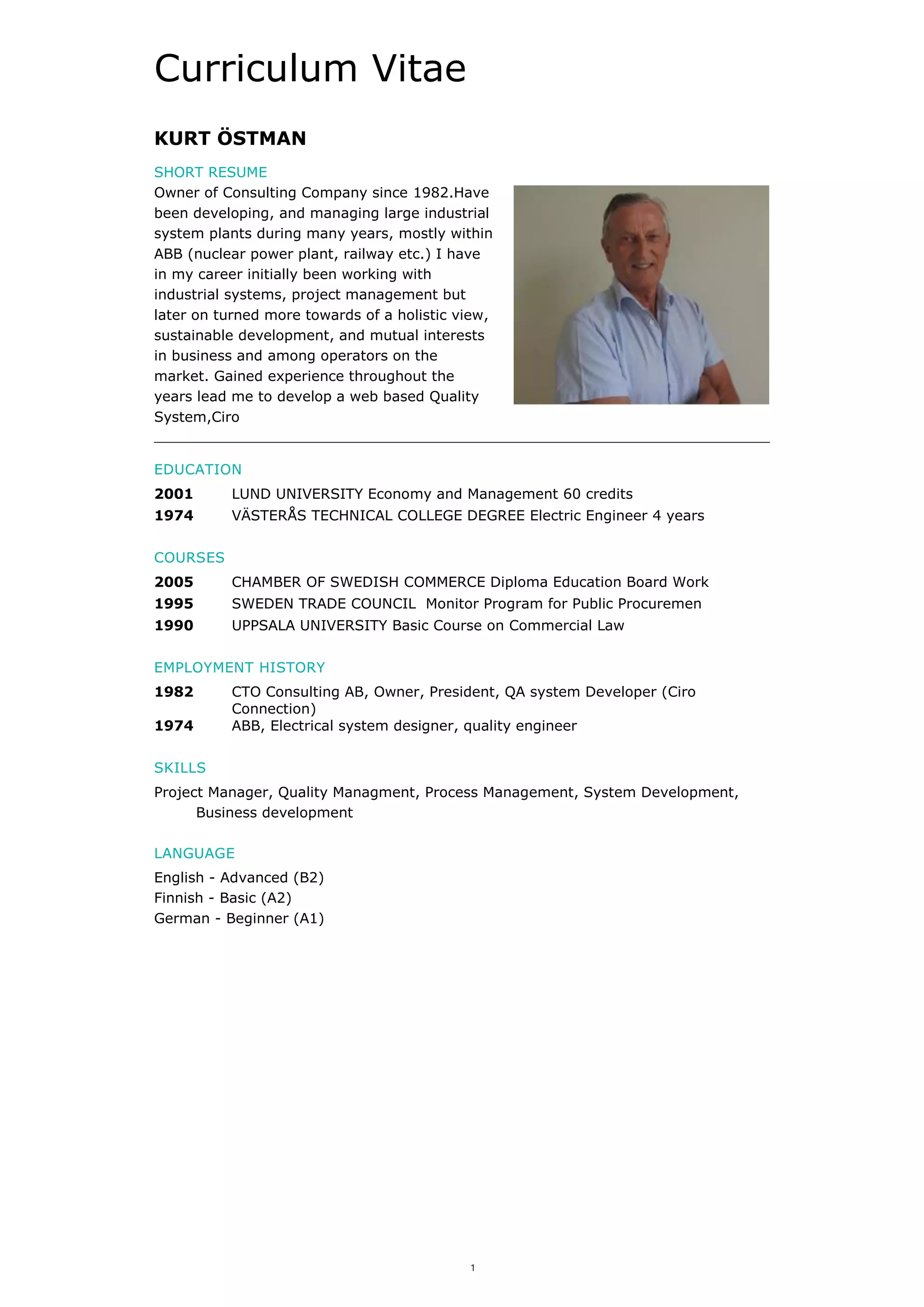 CV Kurt Östman | PDF