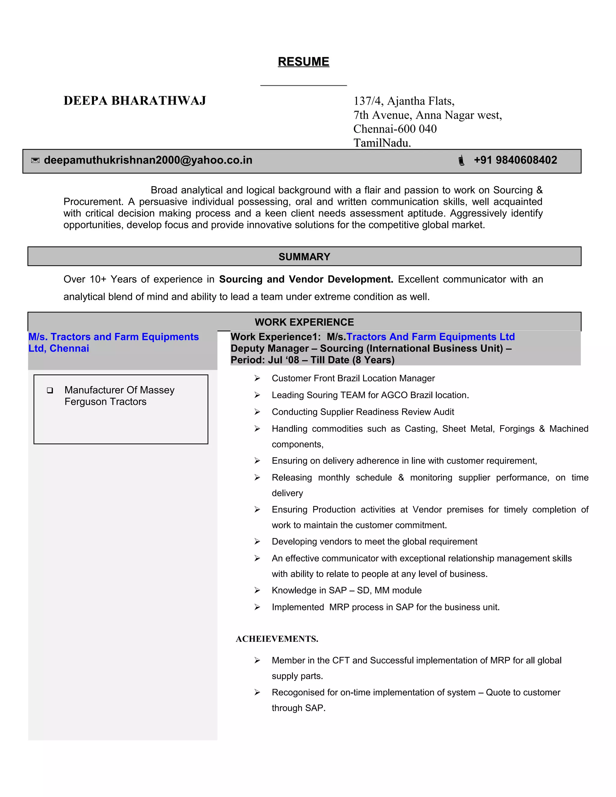 CV_-_Sourcing-Deepa | PDF