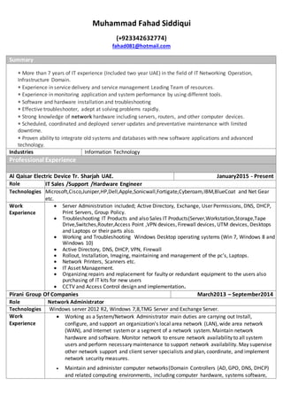 ResumeFahad | DOCX | IT and Internet Support | Internet