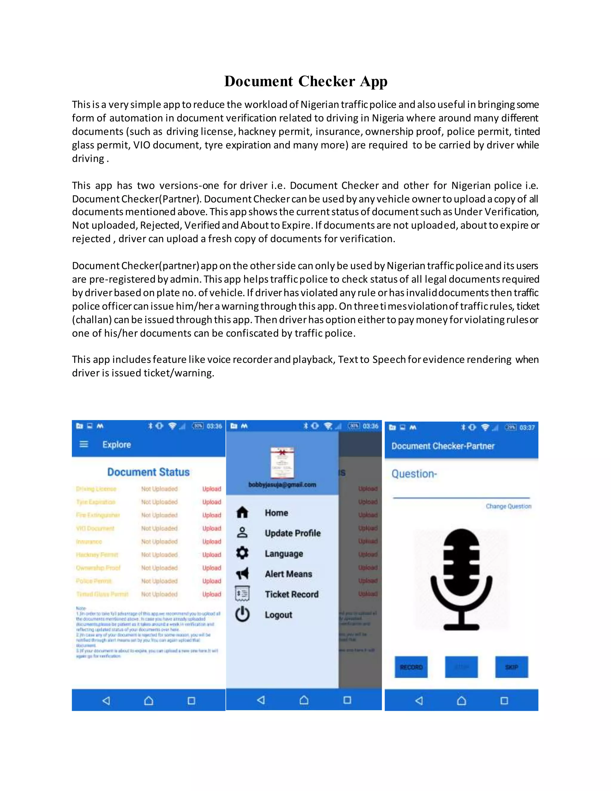 App Descriptions and Navigation flow | PDF