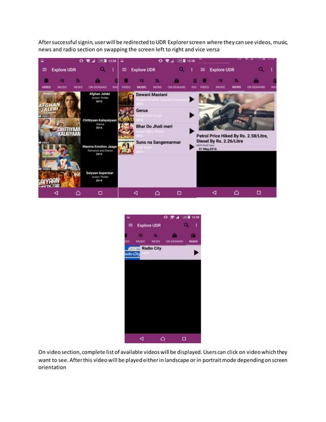 App Descriptions and Navigation flow | PDF