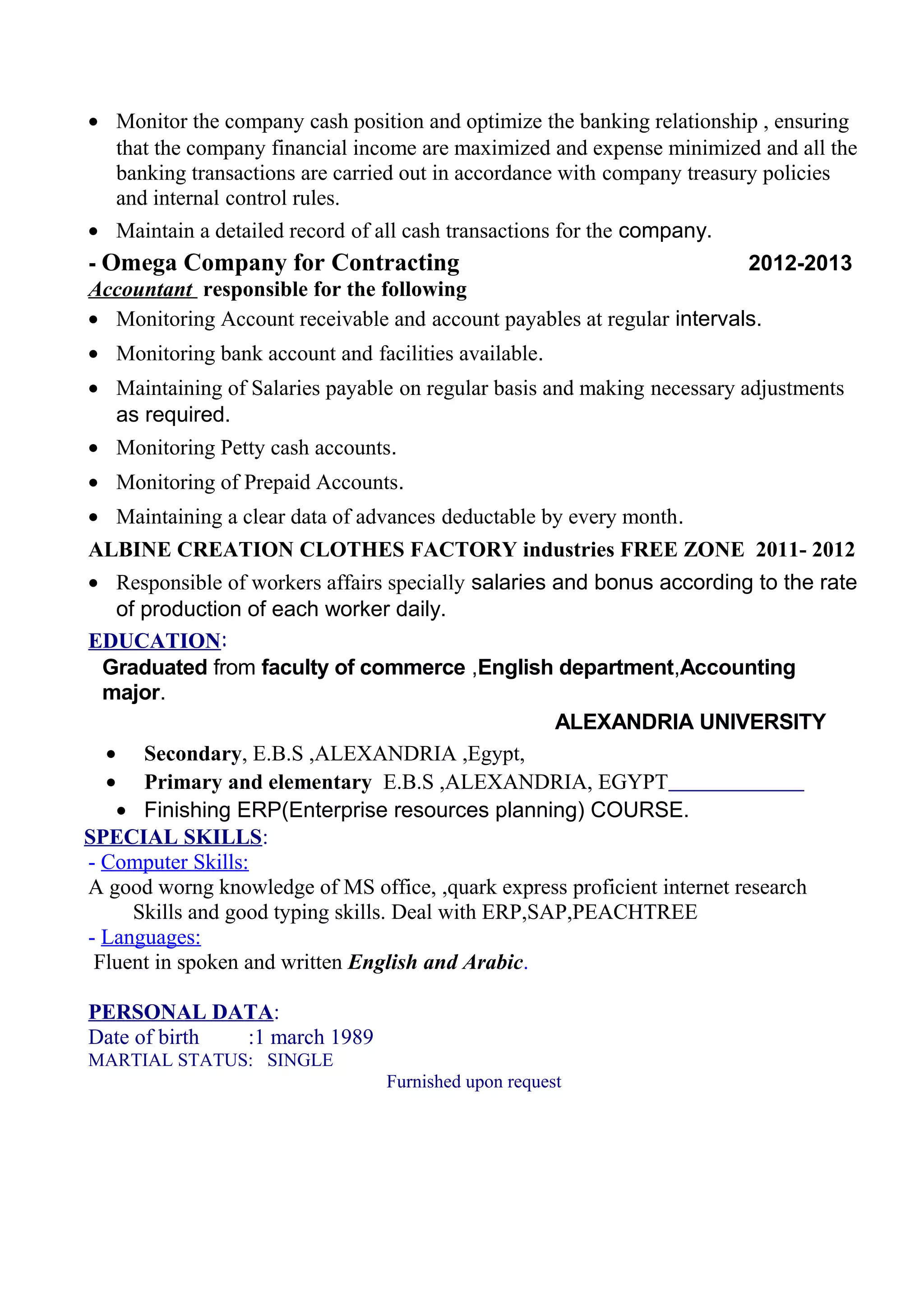 Amr Younis cv | DOC | Business Accounting & Finance | Business