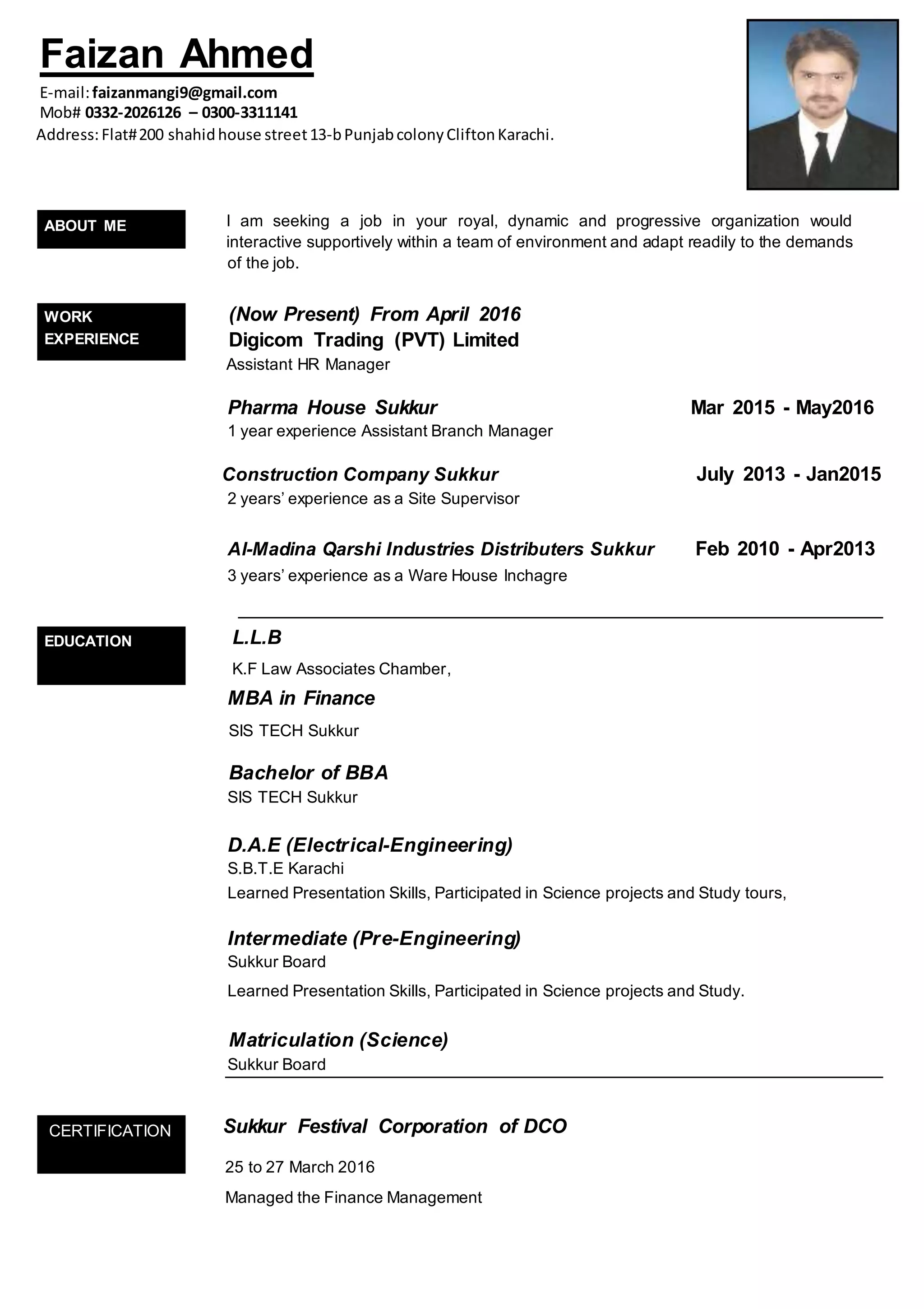 Faizan Ahmed CV Updated | DOCX