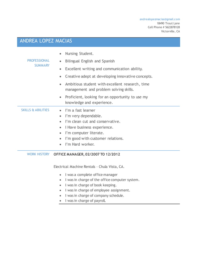 resume andrea | PDF