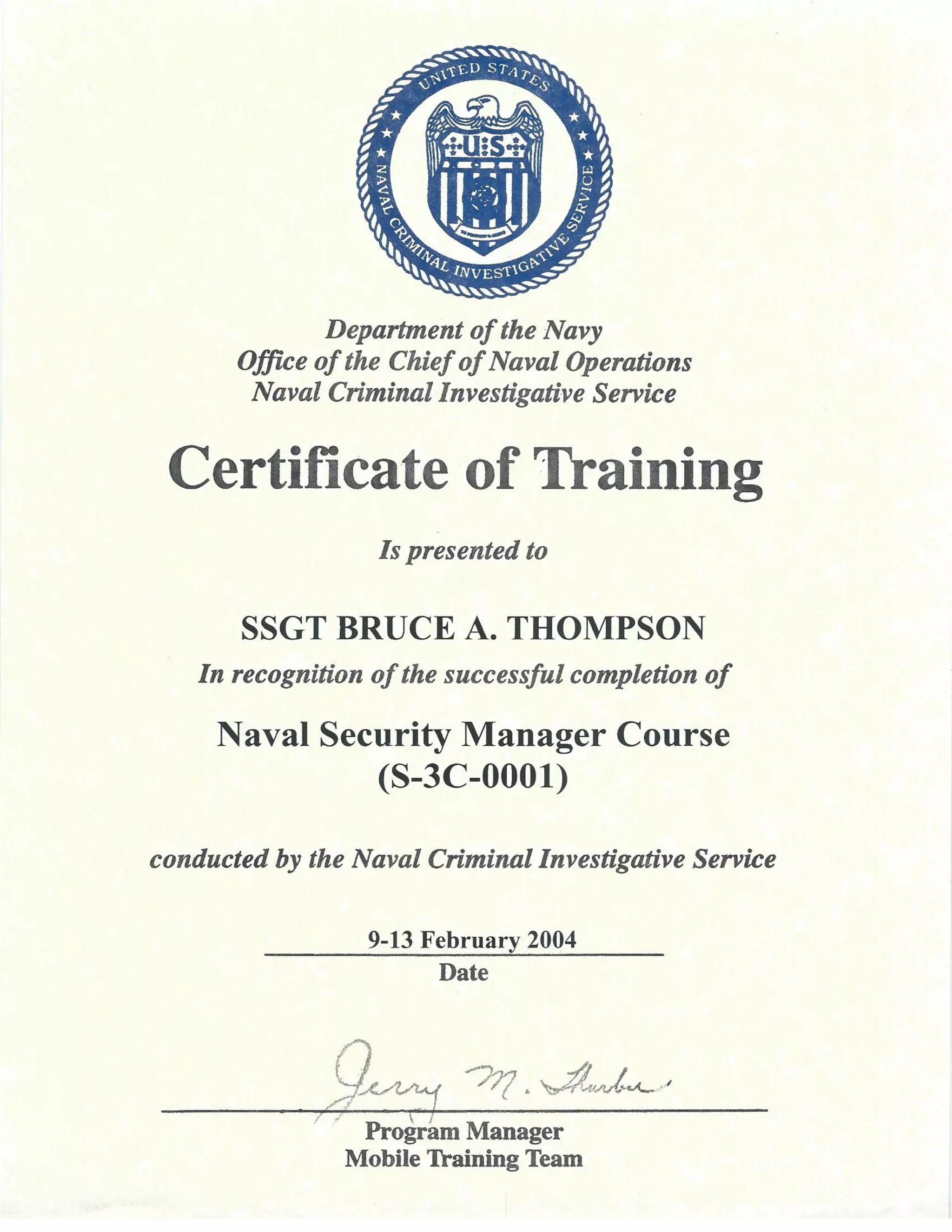 Naval Security Manager course | PDF