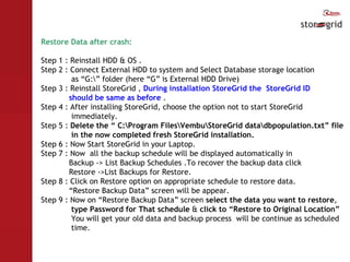 StoreGrid : Restore & Recovery | PPT