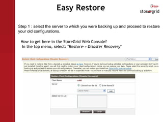 StoreGrid : Restore & Recovery | PPT