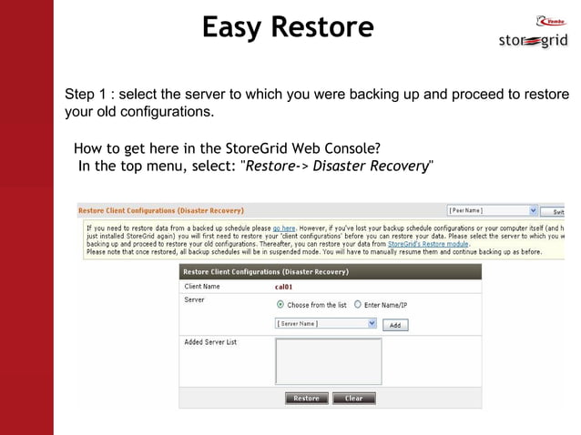 StoreGrid : Restore & Recovery | PPT
