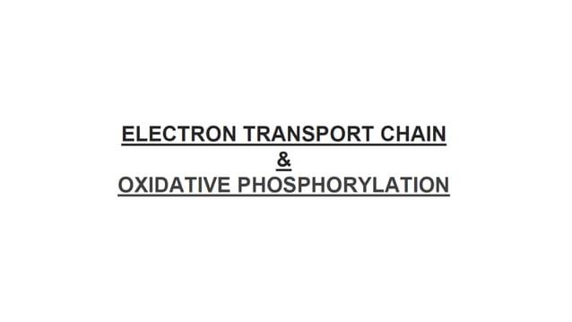 DPT - Biochemistry & Genetics - II (Bioenergetics) Electron Transport ...