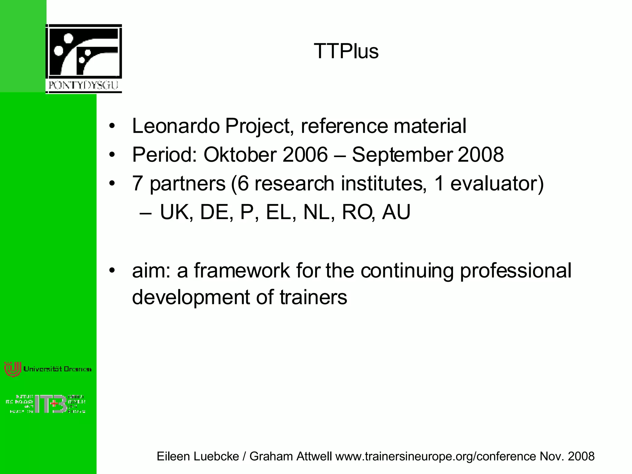 TTplus- A framework for professional development of trainers | PPT