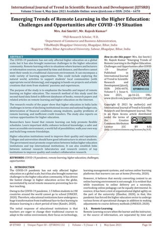 Emerging Trends of Remote Learning in the Higher Education Challenges ...