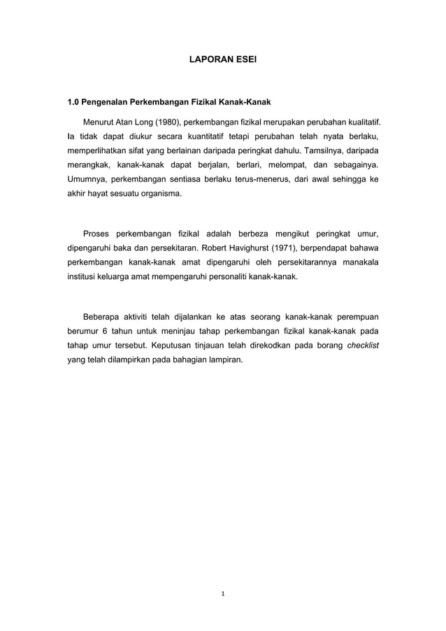 EDUP3023 Esei Laporan Perkembangan Kanak-Kanak | PDF