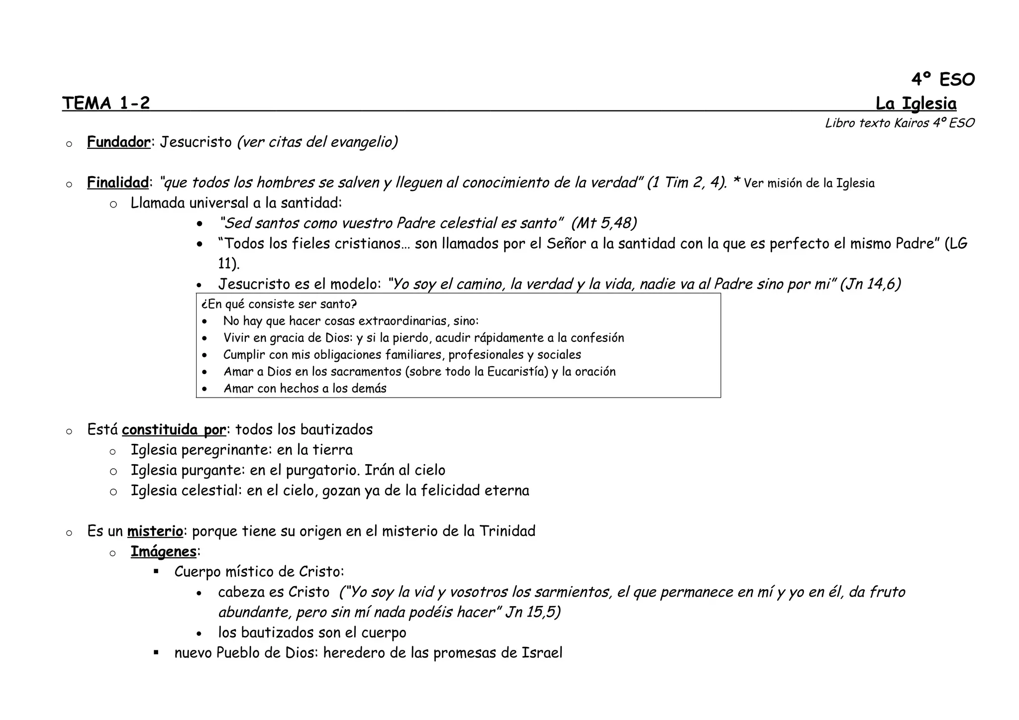 4º eso tema 1 2 la iglesia. | DOC