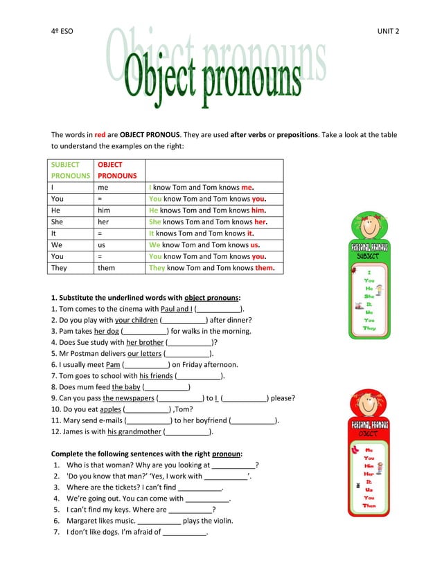4º eso unit 2 object pronouns | PDF
