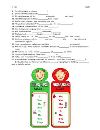 4º eso unit 2 object pronouns | PDF
