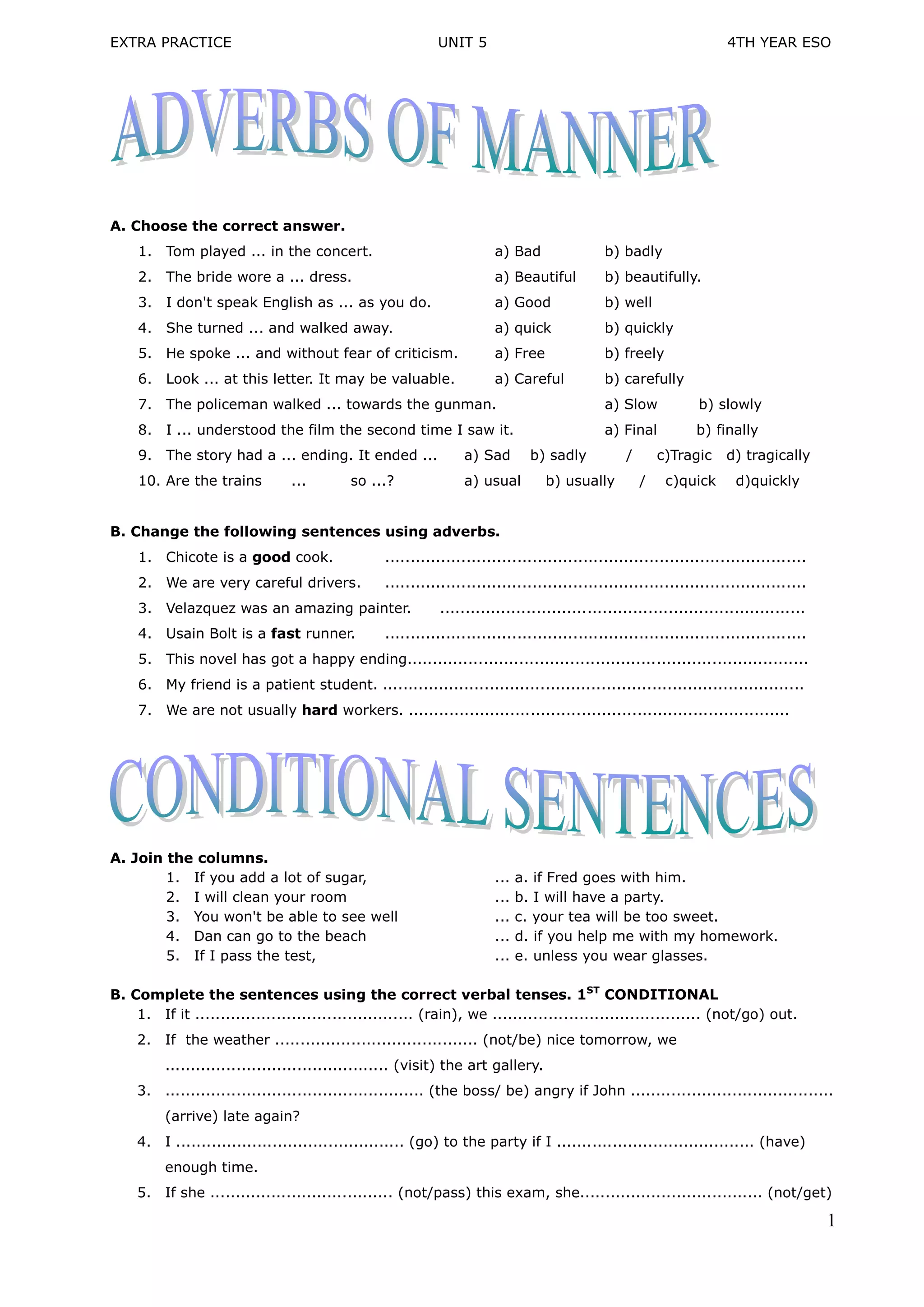 4º eso unit 5 advers and conditionals | PDF | World/International Music ...