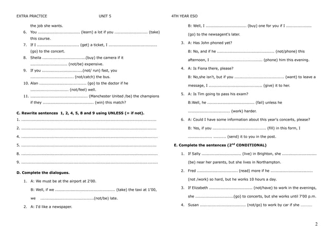 4º eso unit 5 advers and conditionals | PDF | World/International Music | Music