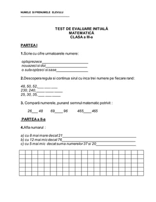 4 evaluare initiala_matematica | DOC