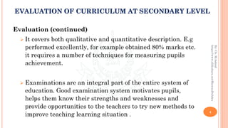 EVALUATION OF CURRICULUM AT SECONDARY LEVEL | PDF