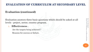 EVALUATION OF CURRICULUM AT SECONDARY LEVEL | PDF