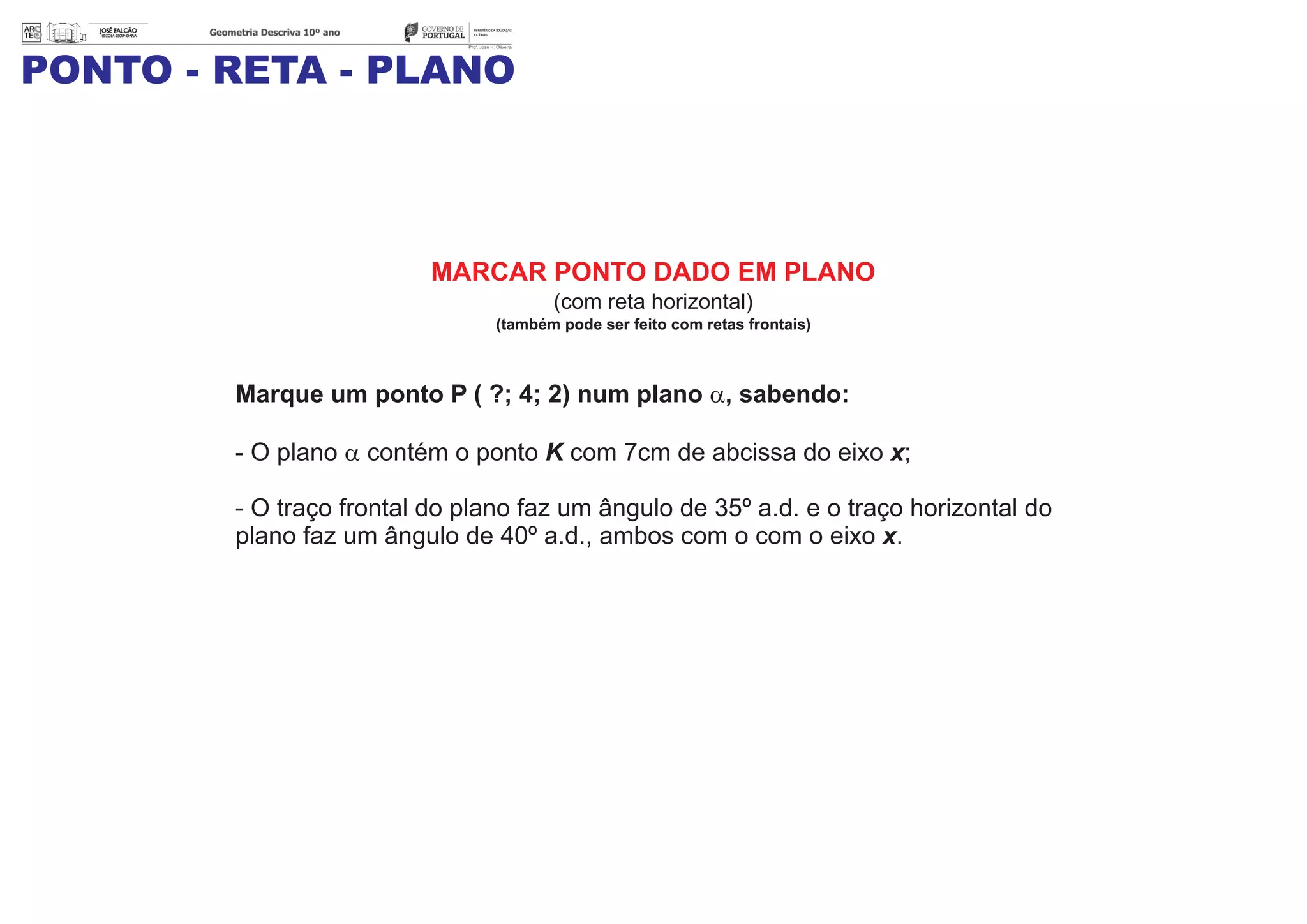 Exercicio passo-a-passo marcar ponto em plano | PDF