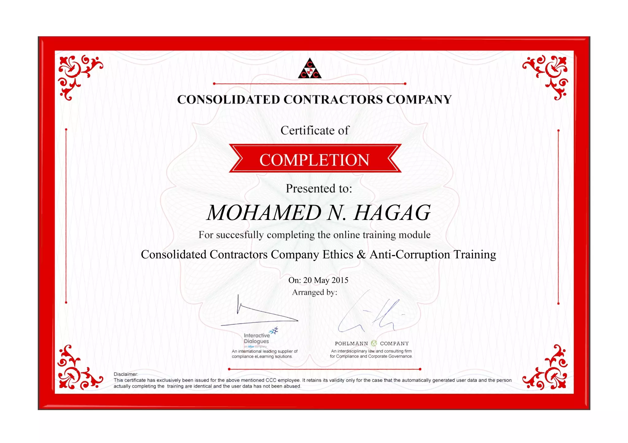 Ethics CCC certificate | PDF