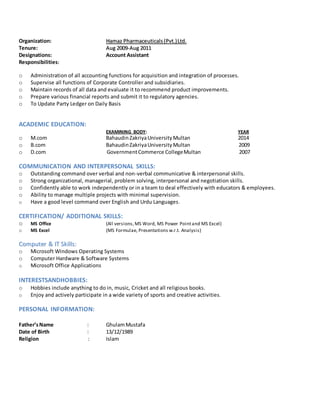 M. Atif Cv | DOCX