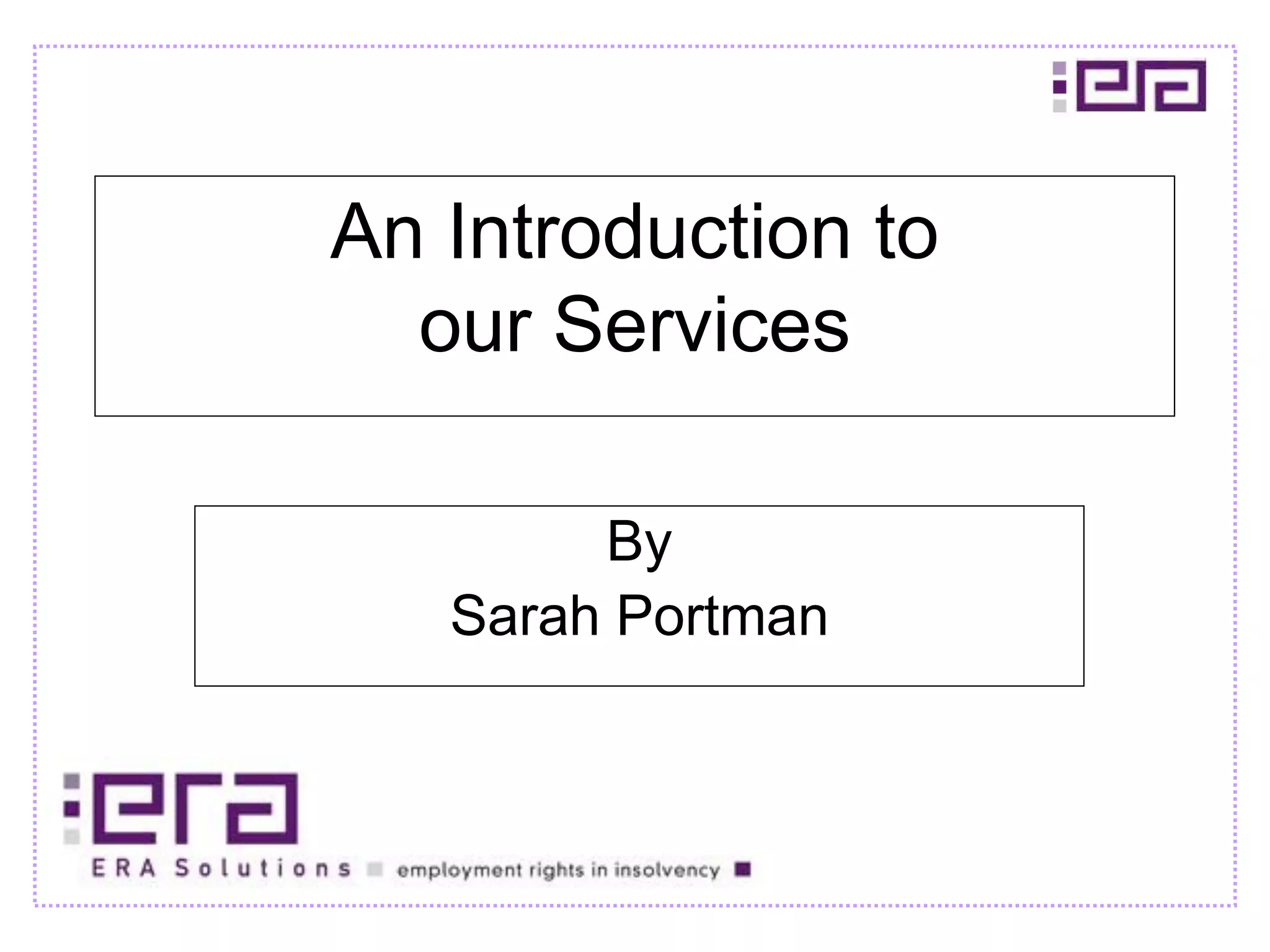 ERA Solutions - What we can do for you | PDF