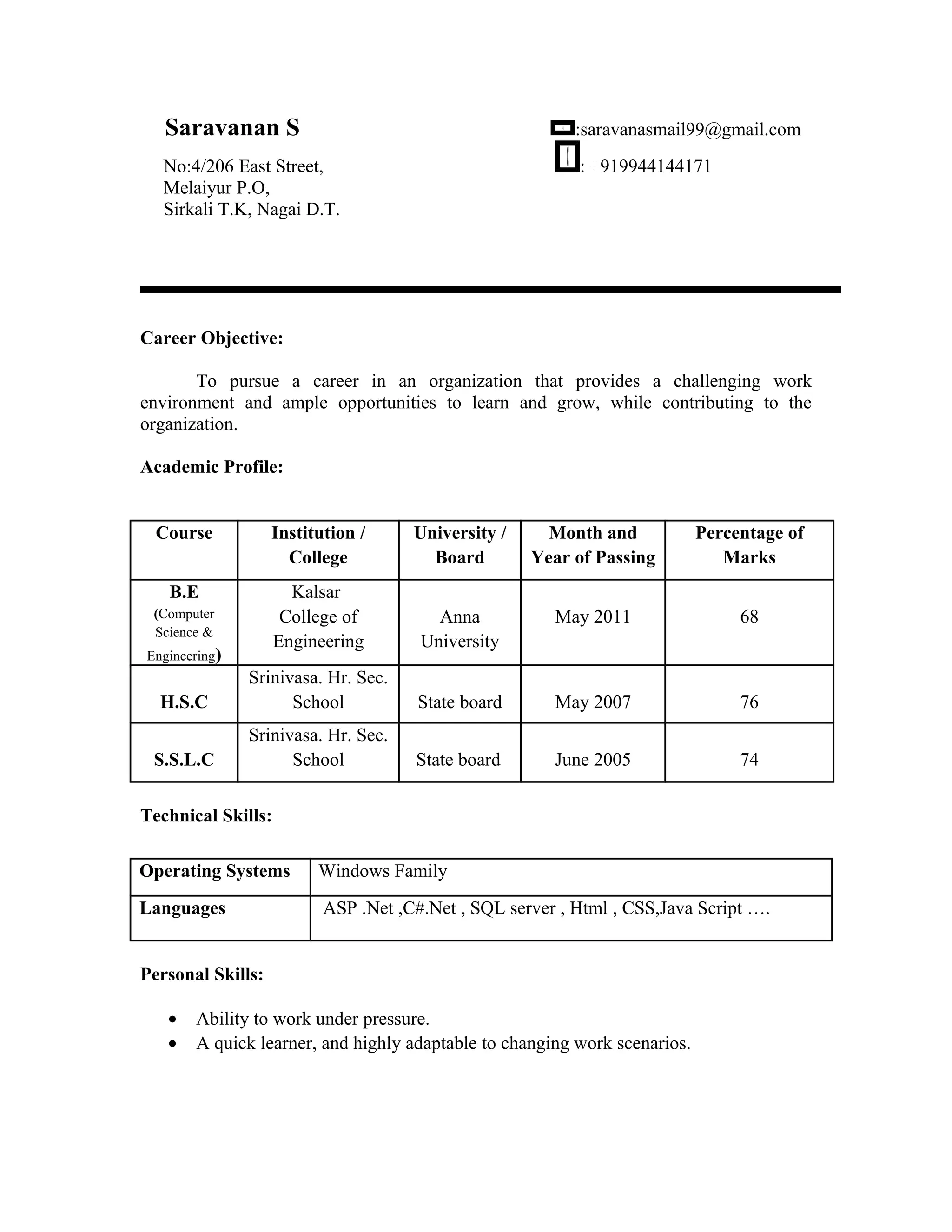 SARAVANAN_RESUME | DOC