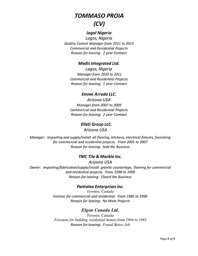 Tommaso Proia CV | PDF