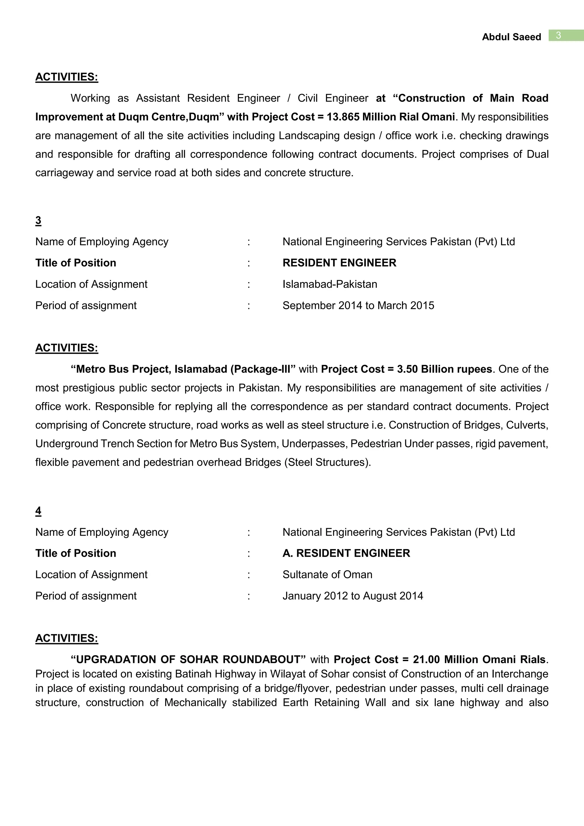 CV Abdul Saeed | PDF